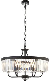 Endon 100711 - Lustr na řetězu CHESTERFIELD 6xE14/6W/230V pr. 55 cm černá 100711
