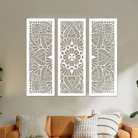 dřevo života Dřevěná 3 dílná mandala QUADRO Zvolte barvu dekoru: Bílá, Rozměry šxv (cm): 120x100