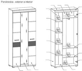 Skříň Funny, dub stříbrný/bílá