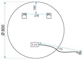Tutumi Zrcadlo ⌀80 cm s vyhříváním a regulovatelným LED osvětlením , kartáčovaná růžová zlatá
