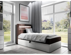 Kontinentální jednolůžková postel Junior Ribezo 1, Strana: pravá, Rozměr postele: 90x200, Barva:: ekokoža Soft 017 (biała) + Fresh 12