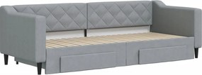 Válenda s přistýlkou a zásuvkami světle šedá 80 x 200 cm textil 3197457