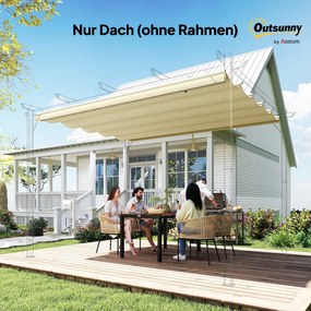 Náhradní střecha pro pergolu 3 x 3 m, zatahovací, s otvory pro odvod dešťové vody, odolná proti povětrnostním vlivům, polyester, 250 x 255 cm krémově…