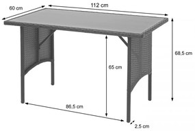 Polyratanový jídelní stůl HWC-G16, 112x60cm - černý