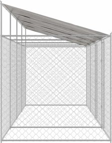 Psí klec s střechou Stříbrná 800 x 200 x 256 cm Ocel a PE 3368305