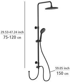 Černý sprchový set z nerezové oceli 120 cm Water Saving – Wenko