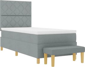 Postel s boxspringem s čelo Světle šedá 200 x 100 cm textil 3344352
