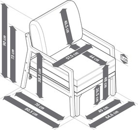 Tchibo - Rozkládací zahradní křeslo - barva: šedá