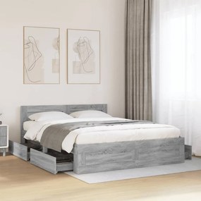 Rám postele s čelem šedý sonoma 160 x 200 cm kompozitní dřevo 3295553