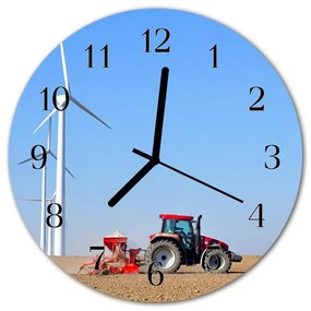 Nástenné skleněné hodiny Pole traktoru