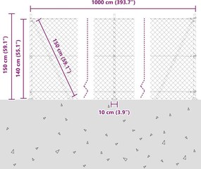 Zábradlí s betonovým základem 10 x 1,4 m Ocel potažená PVC 3351239