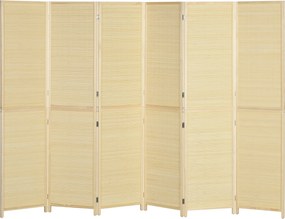 HOMCOM Bambusový pokojový paravan 6 panelů 270 x 180 cm skládací dělicí stěna - Přírodní