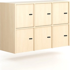 Nástavba pro skříně FRAME, 6x dveře, 1299 x 450 x 854 mm, mechanický kódový zámek, bříza