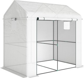 Outsunny PE zahradní skleník na balkon, zesílený kryt 135 g/m², ocelový rám, rolovací zip dveře, pro zeleninu, rostliny a květiny, vnitřní/venkovní, …