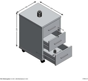 FMD Mobilní skříňka se zásuvkami betonová a bílá s vysokým leskem, FMD 429441