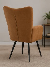 křeslo relaxační, odpočinkové, ušák, kov/samet, 98x63x69 cm, černá/hnědá, Dekorino KR20260009