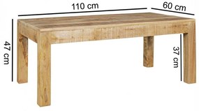 Bruxxi Konferenční stolek Rustica, 110 cm, mangové dřevo