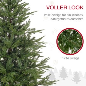 HOMCOM Vánoční strom 150 cm, realistický vzhled, rychlá montáž, včetně stojanu, nehořlavý plast