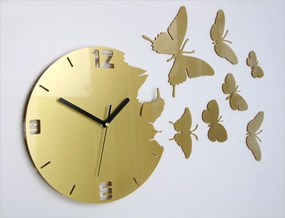M.Clock Nástěnné hodiny motýli 30x54cm premium různé barvy Barva: kovové zlato