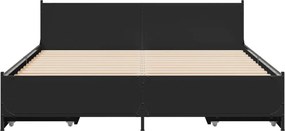 Rám postele se zásuvkami černý 135 x 190 cm kompozitní dřevo 3279947