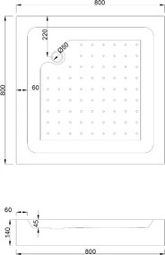Mexen Rio, čtvercový sprchový kout 80 x 80 cm, 6mm čiré sklo, černý profil + bílá sprchová vanička RIO, 860-080-080-70-00-4510