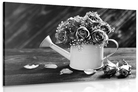 Obraz růže v konve v černobílém provedení Varianta: 90x60