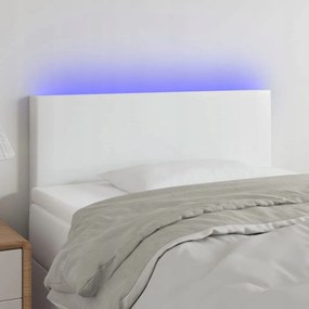 Čelo Postele S Led Šedé Umělá Kůže Bílá 100 x 5 x 78/88 cm