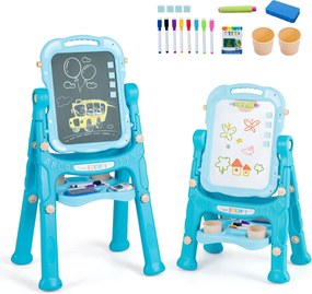 Costway 4-in-1 Dětská tabule, výškově nastavitelná, oboustranný dětský stojan