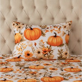 Povlak na polštář z mikrovlákna FLOWERS AND PUMPKINS 50x70 cm, oranžový