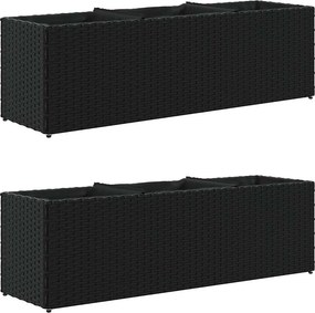 Zahradní truhlíky se 3 květináči 2 ks černé 105 x 30 x 32 cm 3210522