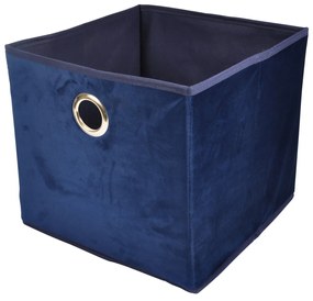 Homea Textilní úložný box sametový tmavě modrý 31x31x28 cm