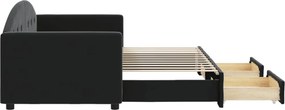 Válenda s přistýlkou a zásuvkami černá 80 x 200 cm samet 3197346