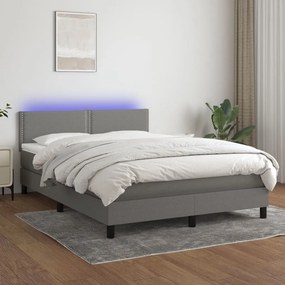 Box spring postel s matrací a LED tmavě šedá 140x190 cm textil 3133070