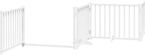 Zábrana pro psy s dvířky skládací 8 panelů bílá 640 cm topol 3155730