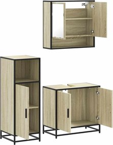 3dílný set koupelnového nábytku dub sonoma kompozitní dřevo 3300976