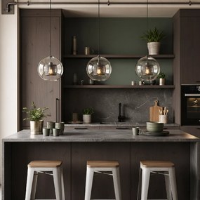 Toolight - Skleněná závěsná lampa loft APP558-1CP 25cm 1xE27 60W, černá, OSW-08751