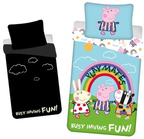 Jerry Fabrics Svítící ložní prádlo 140x200 Peppa Pig modrý povlak na polštář 70x90 JF24