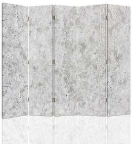 Ozdobný paraván, Světlý beton - 180x170 cm, pětidílný, obustranný paraván 360°