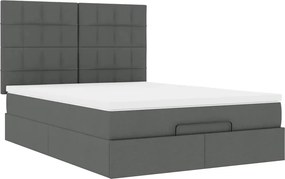 Osmanský rám postele s matrací tmavě šedá 140x200cm textil 3313162