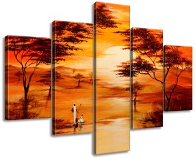 Gario Ručně malovaný obraz Nádherná Afrika - 5 dílný Rozměry: 100 x 70 cm