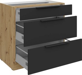 ARIA ac | dolní skříňka 80 D 3S zásuvková | 80 cm | PREMIUM BOX | artisan/černá