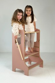 Učící věž Montessori pro sourozence růžová
