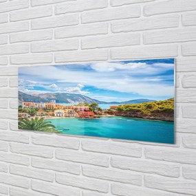 akrylový obraz Řecko mořská pobřeží hory 120x60 cm