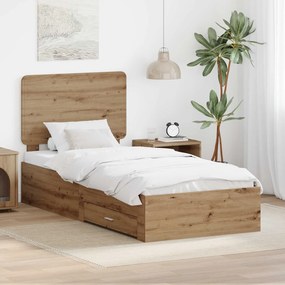 Rám postele s čelo Artisanový dub 90 x 200 cm Kompozitní dřevo 3412836