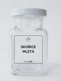 Samolepka na kořenky SKOŘICE MLETÁ průhledná 5 × 5 cm tučné písmo