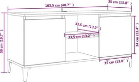 vidaXL TV stolek s kovovými nohami 103,5 x 35 x 50 cm [805971] Barva: hnědý dub