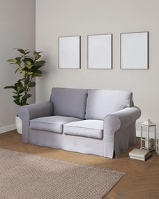 Potah na pohovku IKEA Ektorp 2-místná, rozkládací, STARÝ MODEL barva šedá látka lesklé, sametová