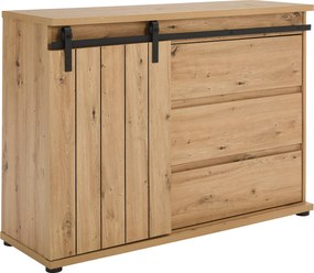 XXXLutz KOMODA, černá, barvy dubu, 120/86/4 cm Landscape - Šuplíkové komody - 002798028302