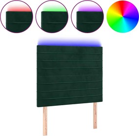 Čelo postele s LED tmavě zelená 100x5x118/128 cm samet 3122609