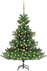vidaXL Umělý vánoční stromek normandská jedle LED a koule zelený 120cm [3077730] Barva: zlatá